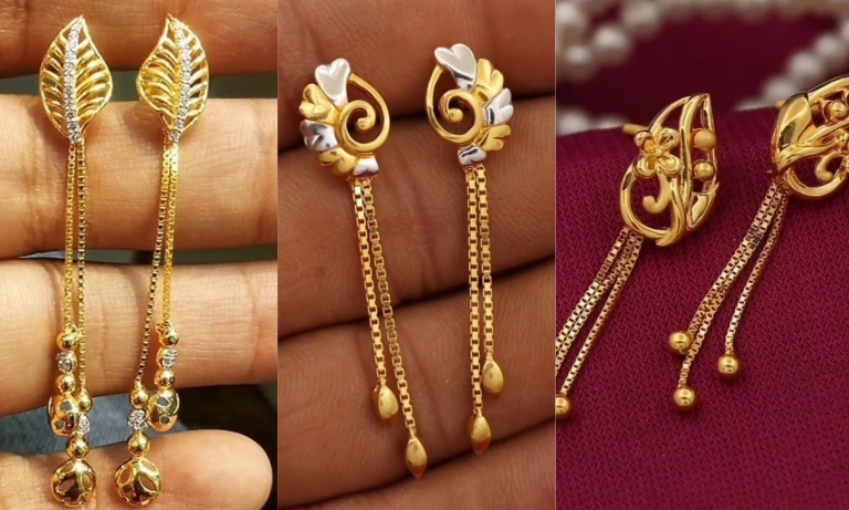 6 Super 7 grams gold earrings for Girls - People choice